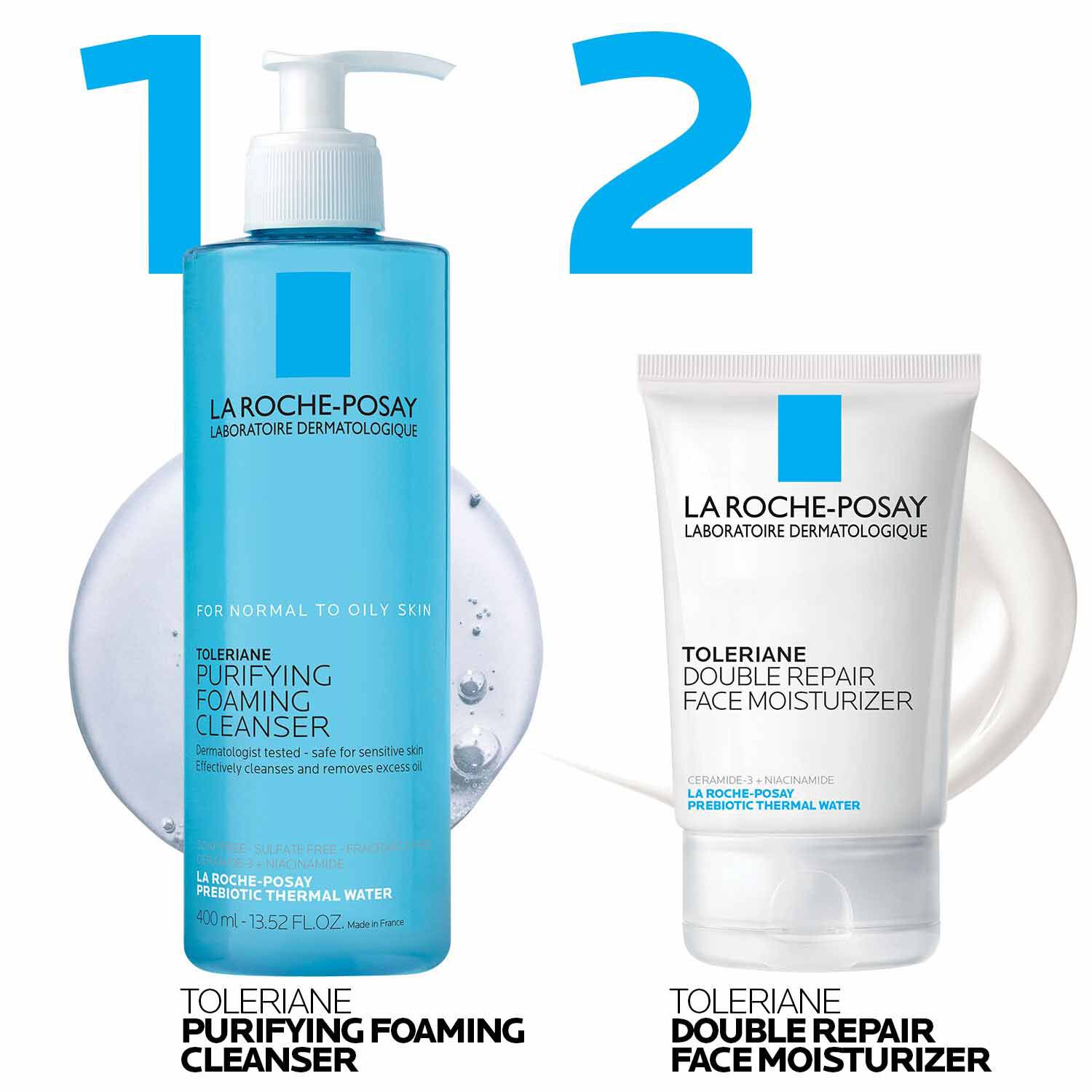 Toleriane Purifying Foaming Cleanser & Toleriane Double Repair Face ...